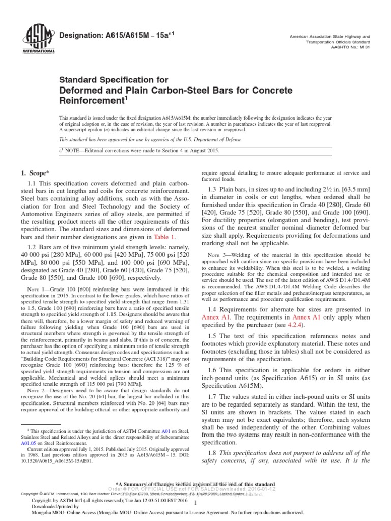 ASTM A-615 | Ultimate Tensile Strength | Strength Of Materials