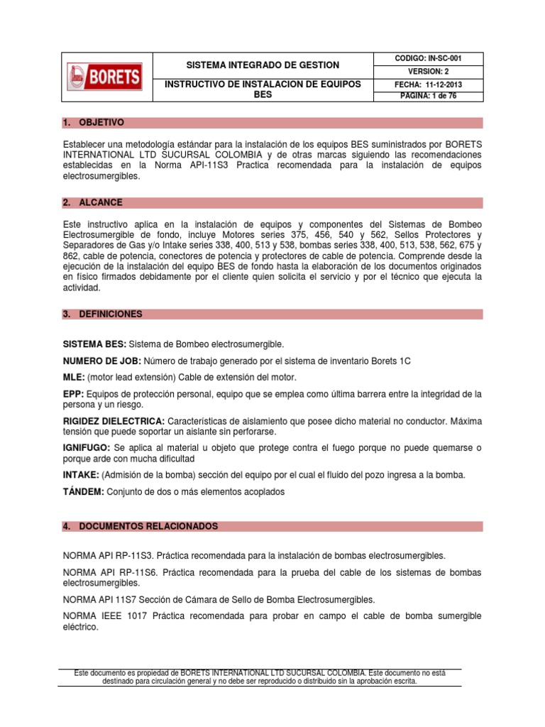In-Sc-001 Instructivo para Instalacion de Equipos Bes | PDF | Primeros ...