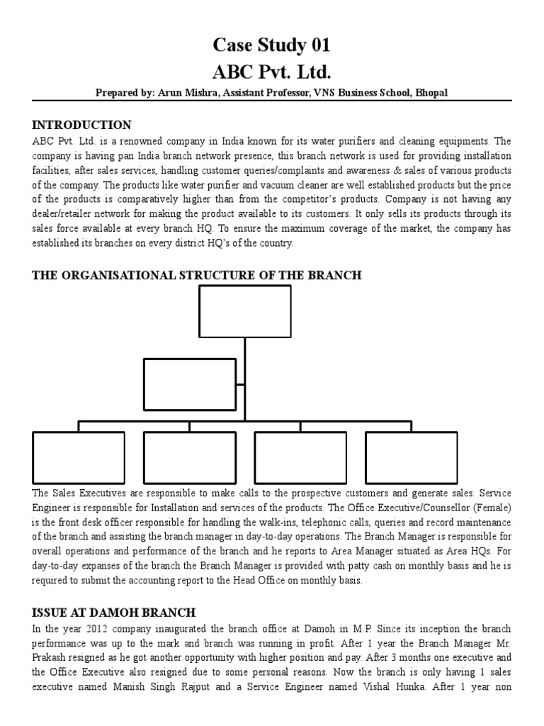 Case 01 Abc PVT LTD | PDF | Market (Economics) | Marketing
