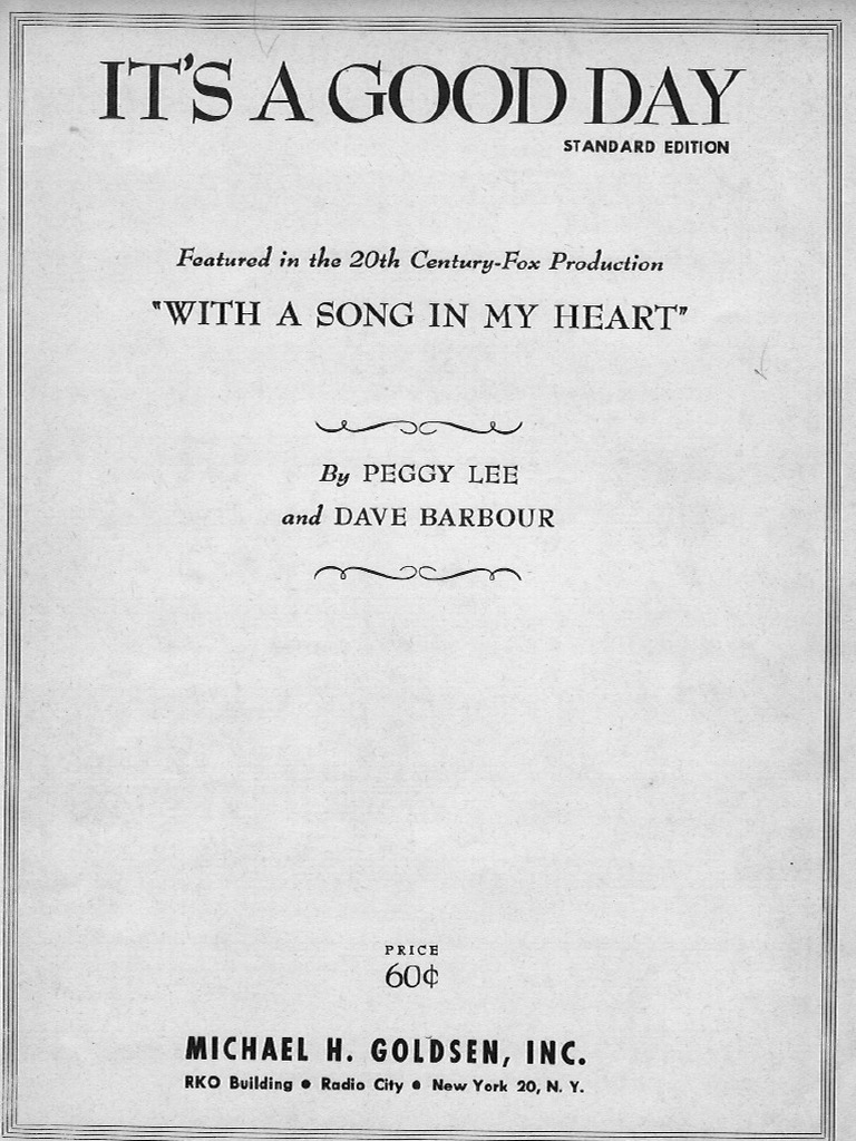 It S A Good Day Peggy Lee Dave Barbour 1946 PDF | PDF