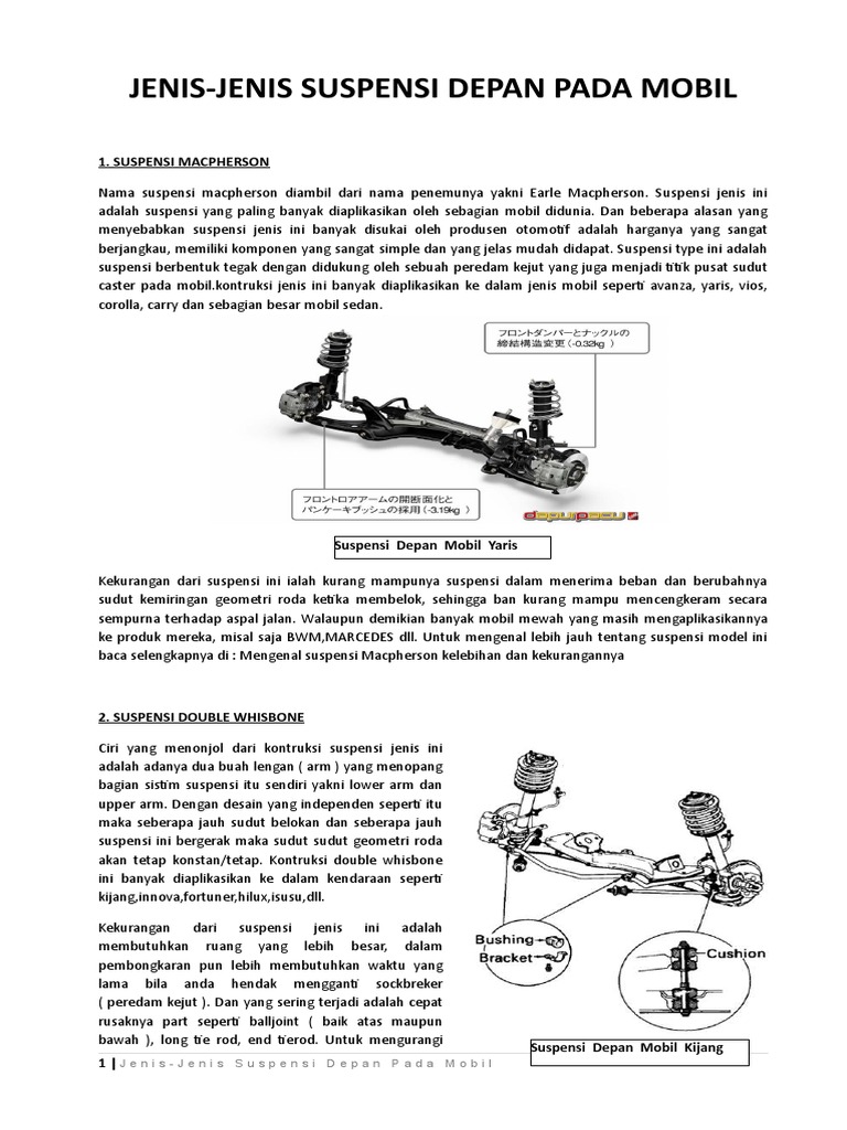 Macam Macam Jenis Suspensi Mobil | PDF