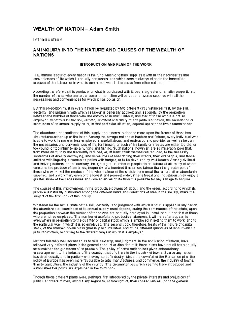 Wealth of Nations | PDF | Sea | Division Of Labour