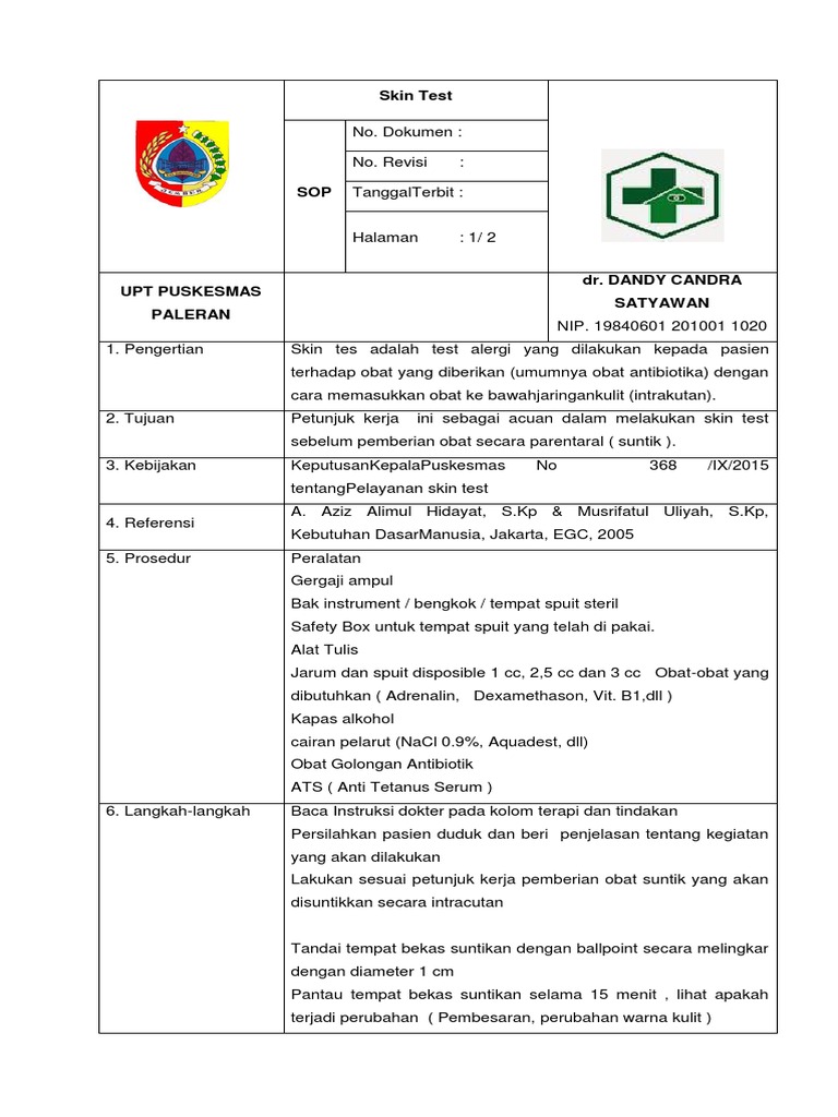 SOP Skin Test | PDF