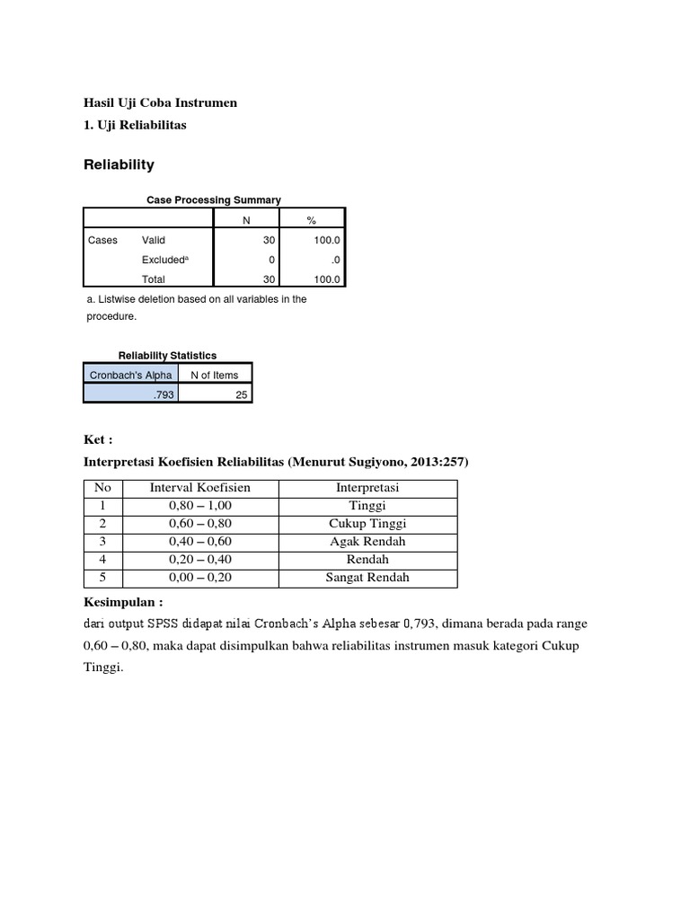 Hasil Uji Coba Instrumen Dewi | PDF