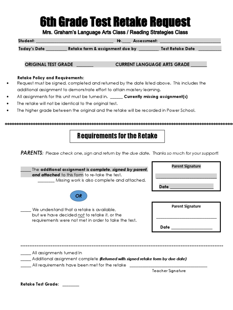 Retake Request 2017-2018 | PDF