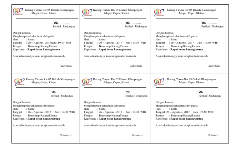 Undangan Rapat Muda Mudi | PDF