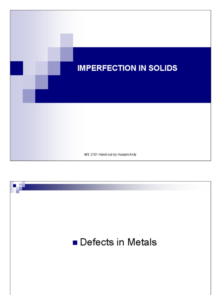 An Introduction to Imperfections and Defects in Solids, Including Point ...