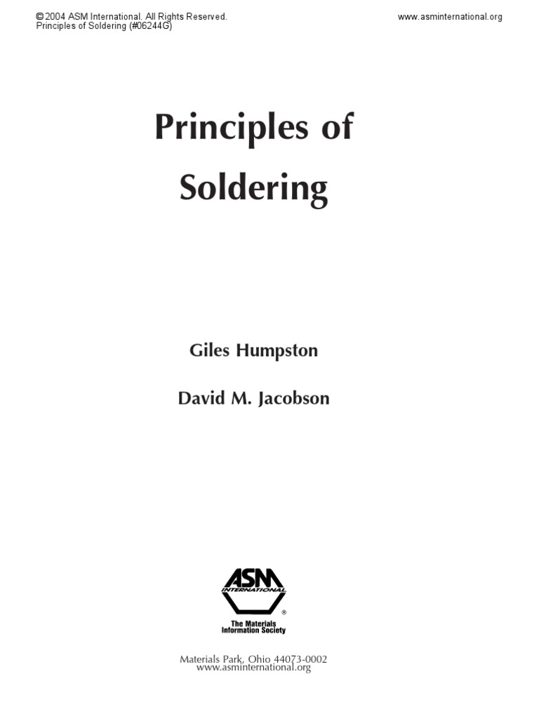 Principles of Soldering: Giles Humpston David M. Jacobson | PDF ...