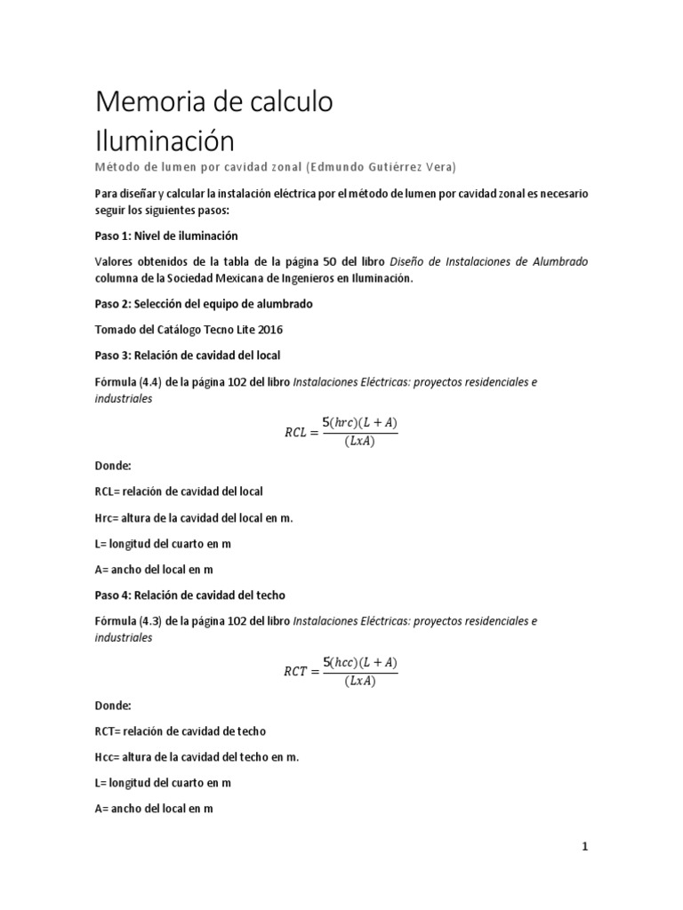 Método de Lumen Por Cavidad Zonal | PDF | Corriente eléctrica | Energia ...