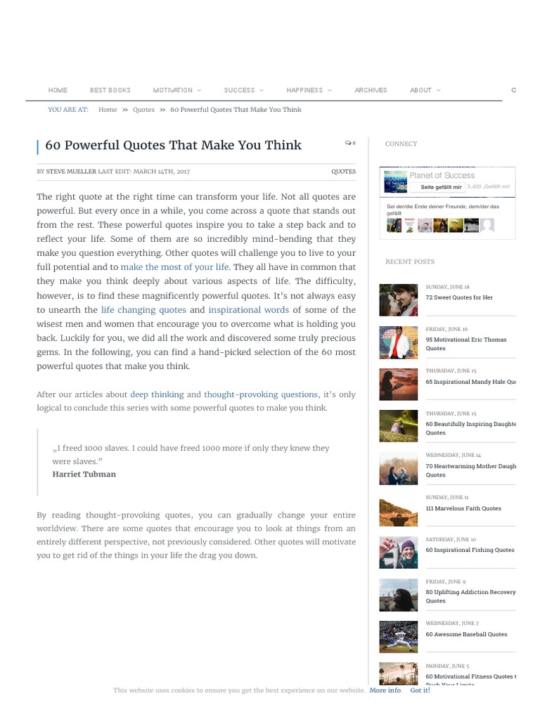 60 Powerful Quotes That Make You Think | PDF | Wisdom | Meaning Of Life