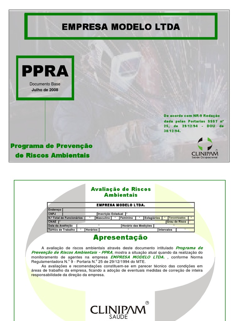 PPRA: Avaliação de Riscos Ambientais 2008 | PDF | Enfermagem | Farmacêutico