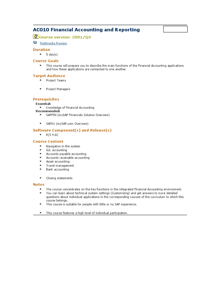 AC010 Financial Accounting and Reporting | PDF