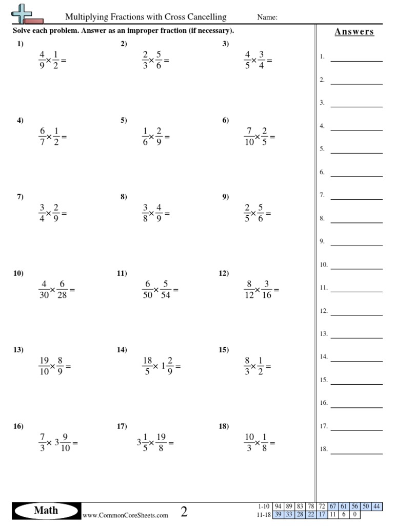 Cross Canceling Fractions Worksheet | PDF | Fraction (Mathematics ...