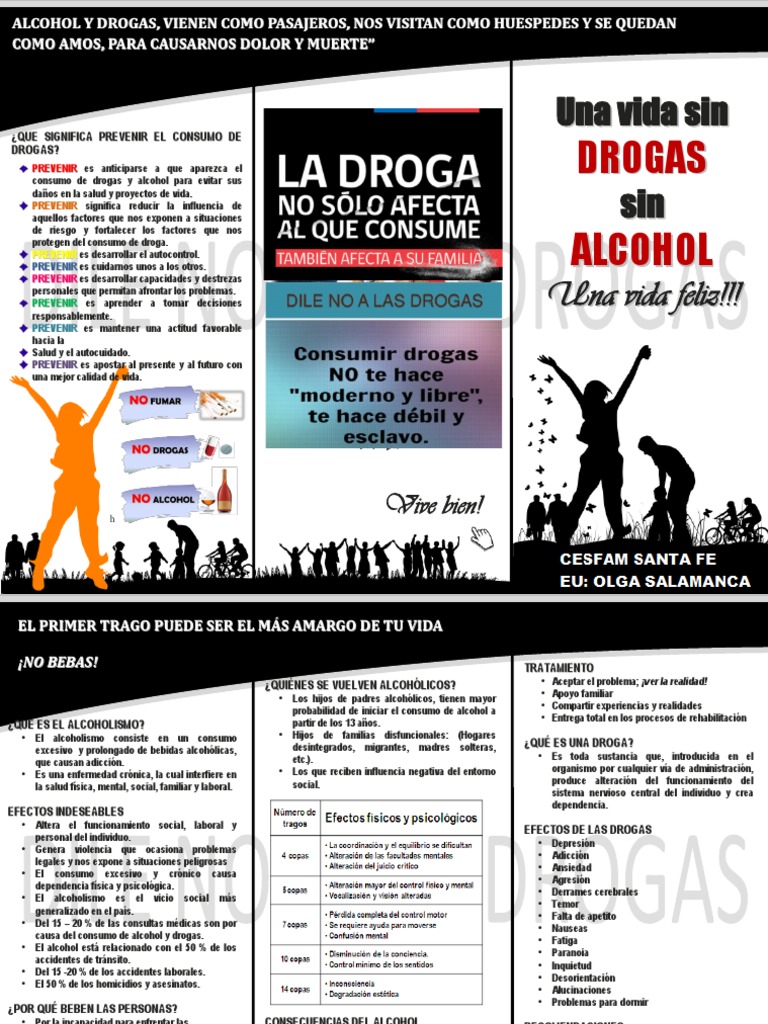 Triptico de Alcoholismo y Drogadiccion | Drogas | Ciencias del ...