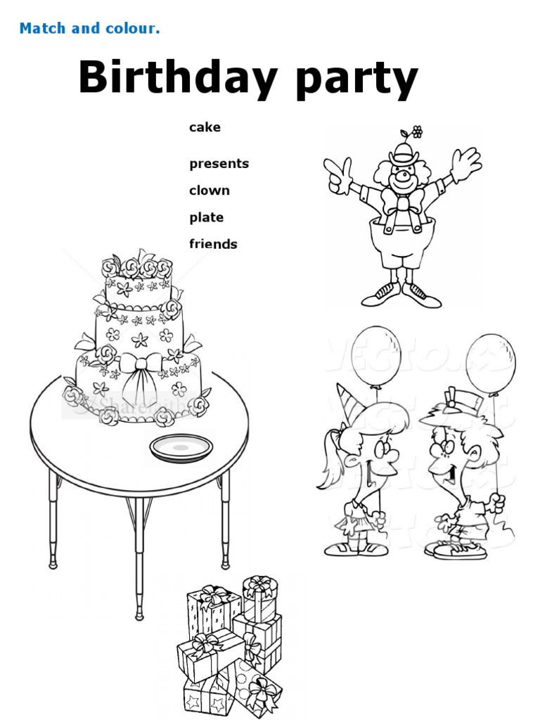 Birthday Party: Match and Colour | PDF