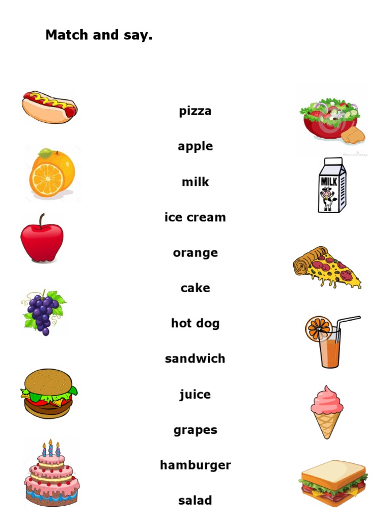Food Match and Say Game List | PDF
