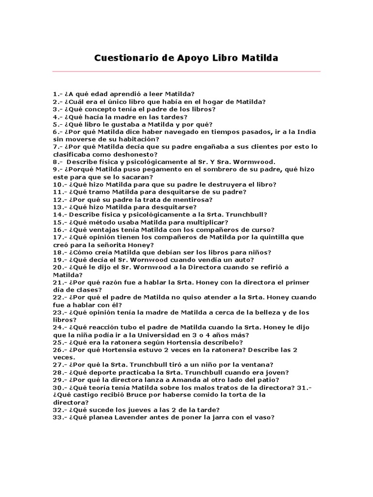 Prueba Matilda Imp | PDF | Ocio