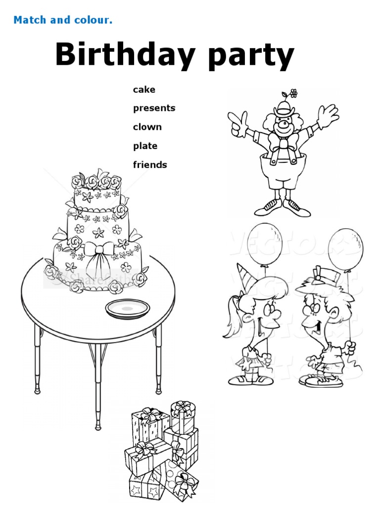 Birthday Party: Match and Colour | PDF