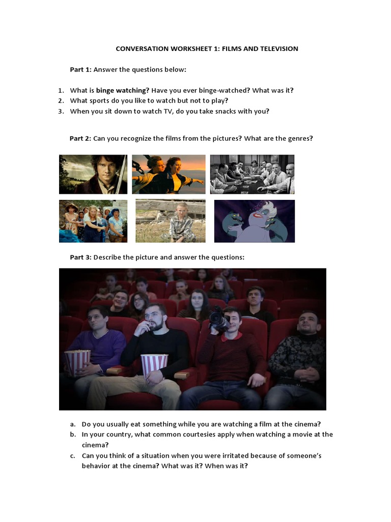 Conversation Worksheet: Films & TV Insights | PDF