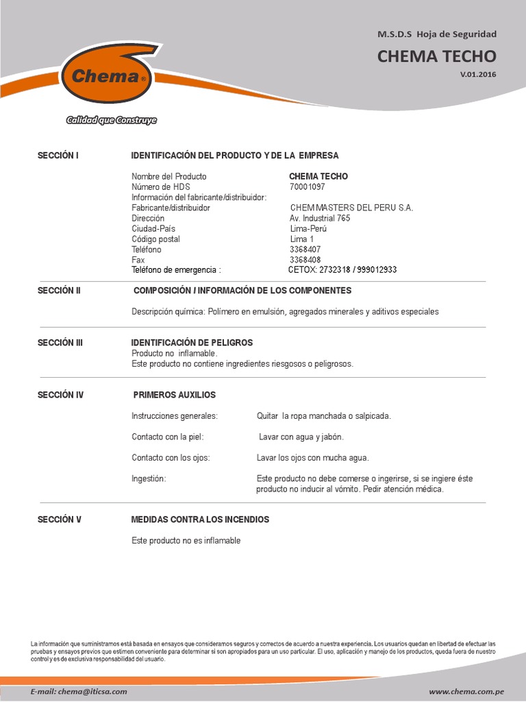 Chema Techo | PDF | Agua | Sustancias químicas