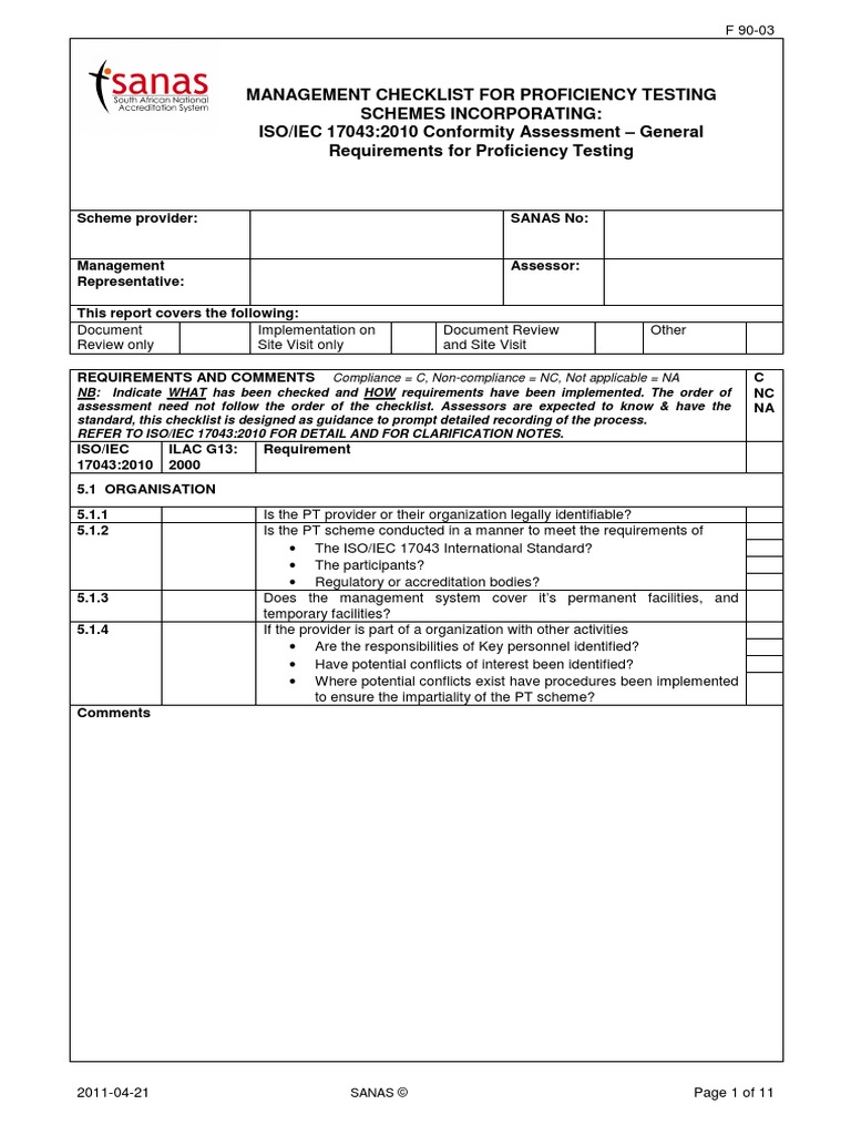 Iso Iec 17043 2010 Checklist | Government | Politics