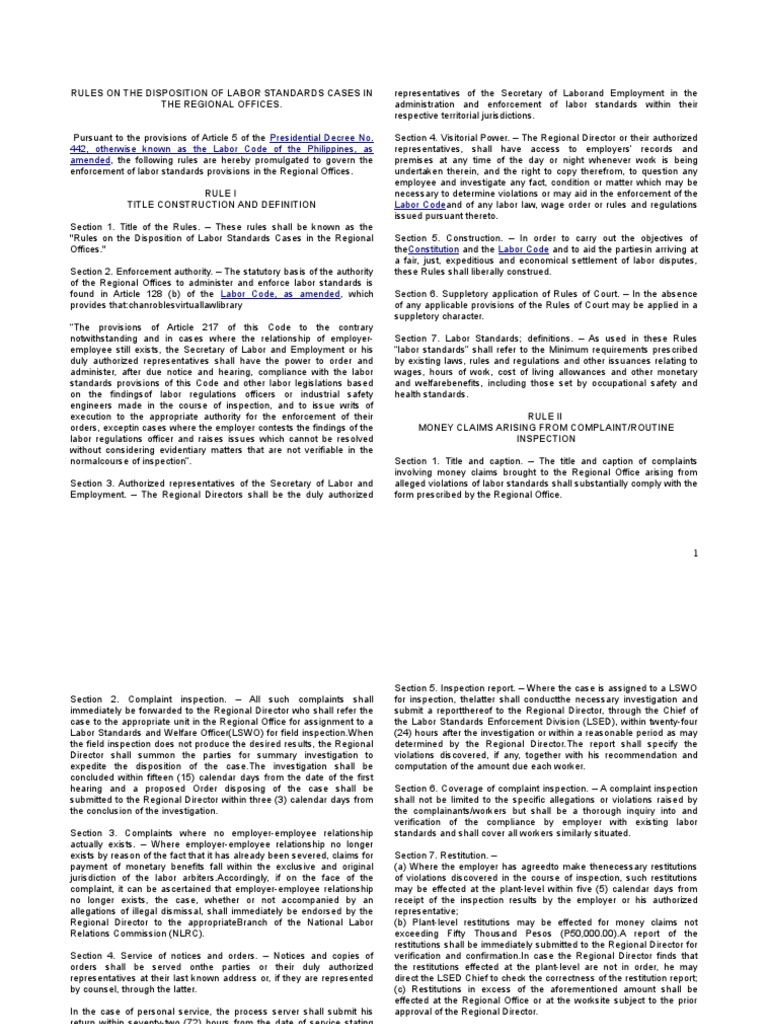 Labor Standards Enforcement Guide | PDF | Service Of Process ...