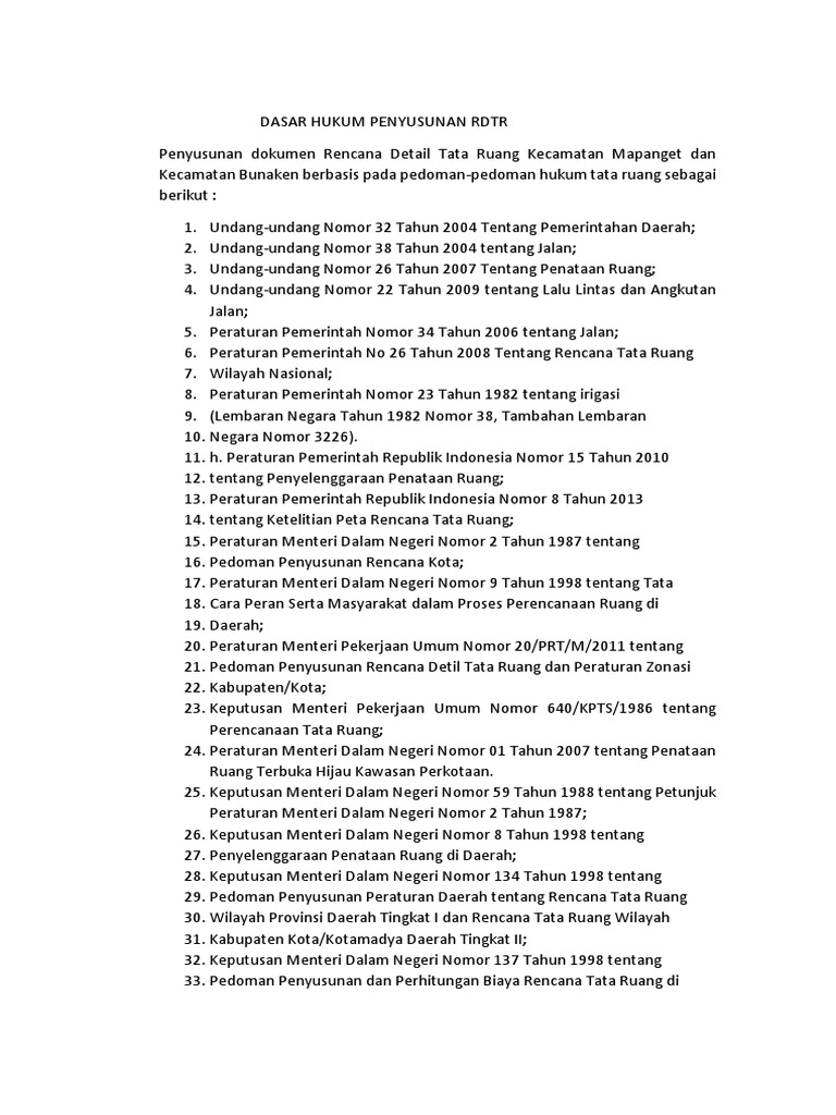 Dasar Hukum Penyusunan RDTR | PDF | Griya & Taman | Sains & Matematika