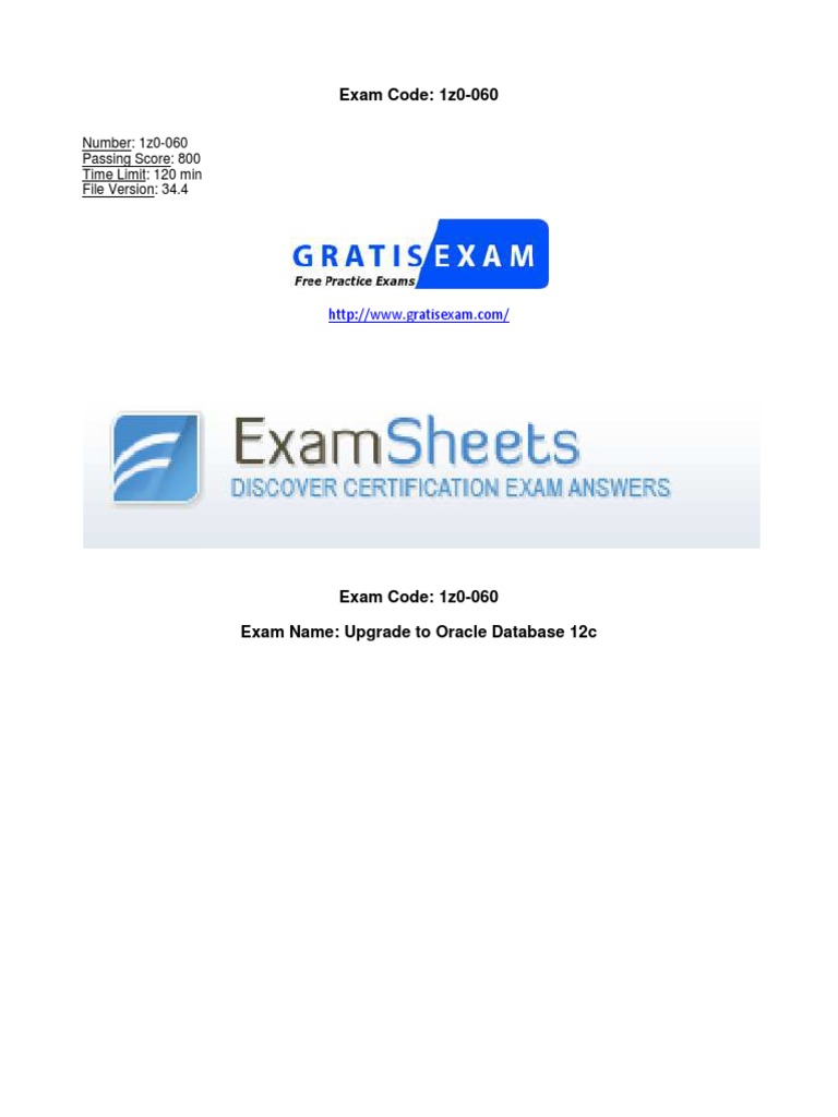 Oracle - Examsheets.1z0 060.v2014!05!21.by - Marilyn.100q | PDF | Oracle Database | Databases