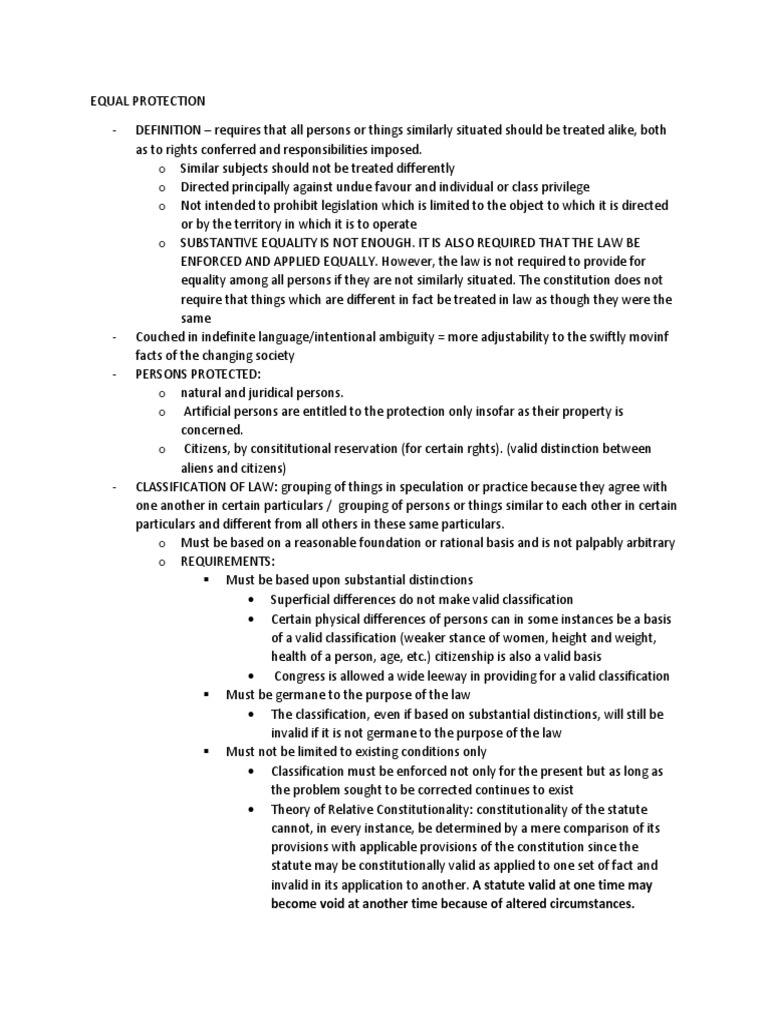 Equal Protection | PDF | Legal Personality | Citizenship