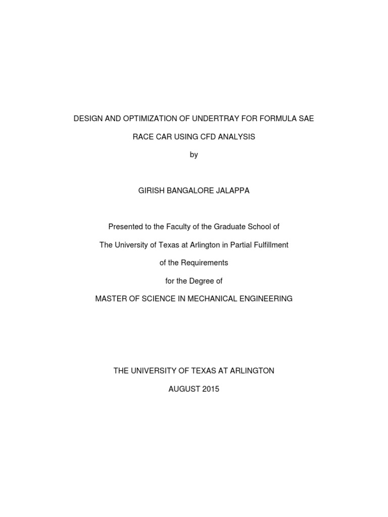 Study of An FSAE Undertray | PDF | Lift (Force) | Force