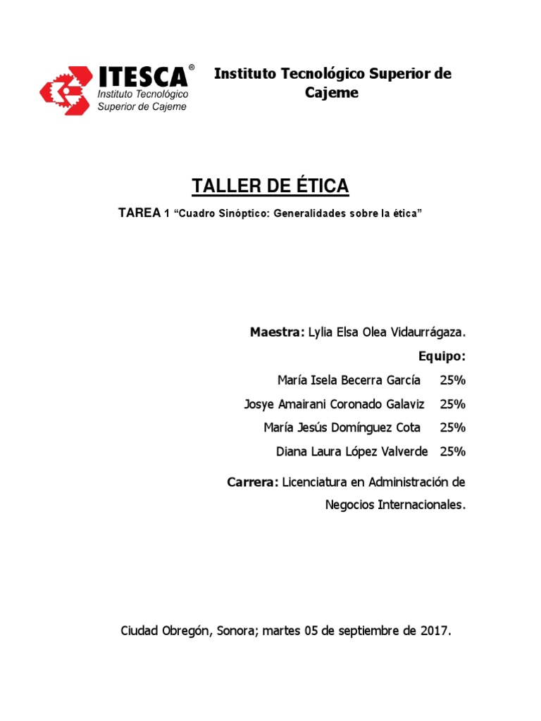 Cuadro Sinoptico, Etica | PDF | Sociedad | Comportamiento