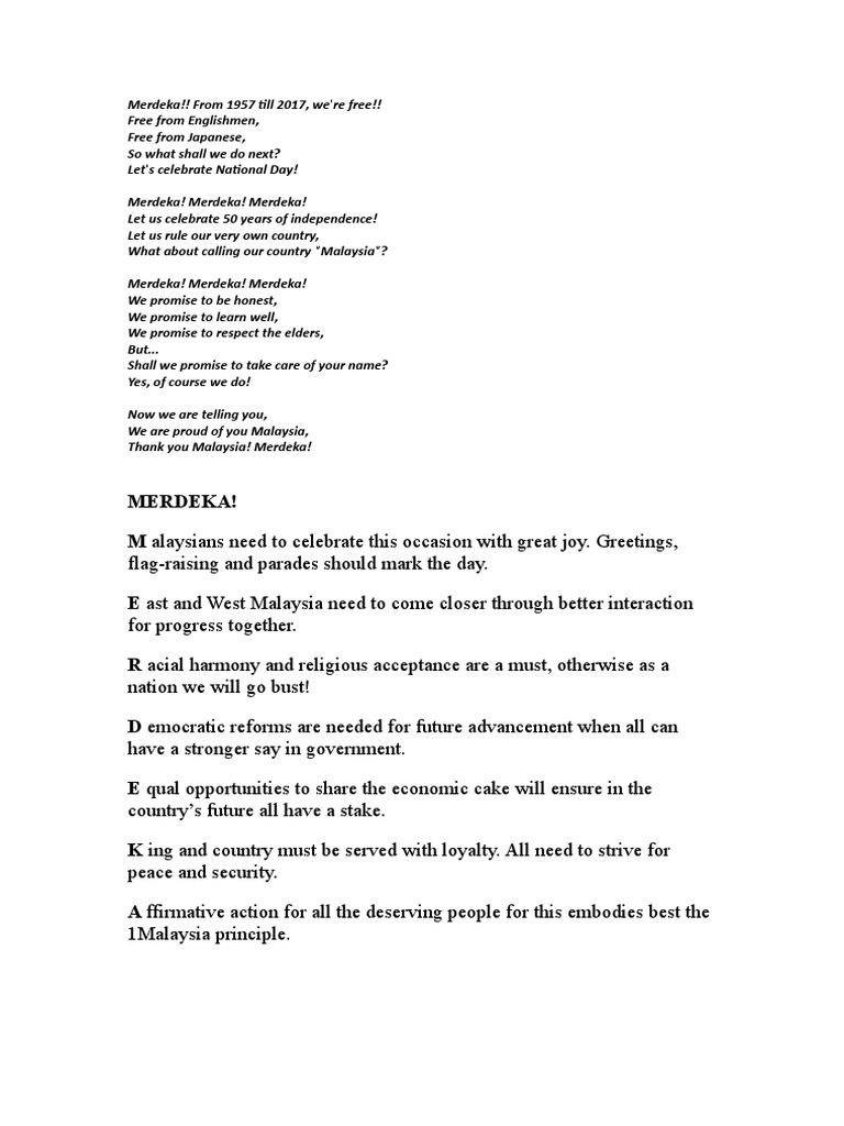 Merdeka Poem | PDF