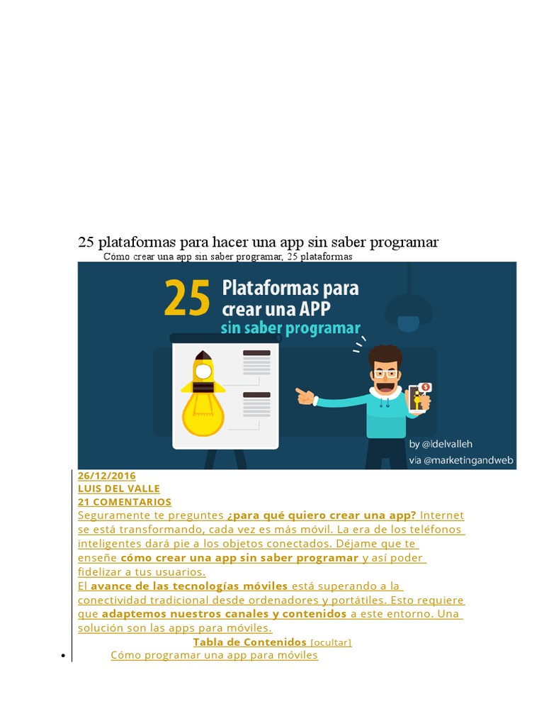 Cómo Crear Una App Sin Saber Programar | PDF | Aplicación movil ...