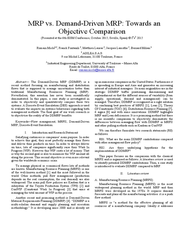 MRP Vs DDMRP | PDF | Operations Management | Engineering