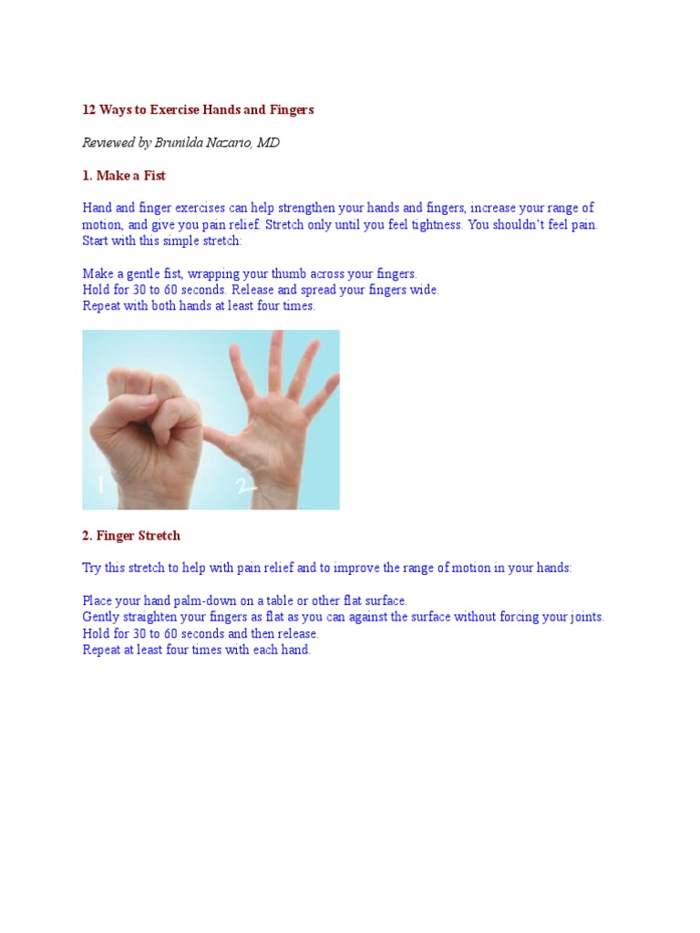 12 Ways To Exercise Hands and Fingers | PDF | Finger | Hand