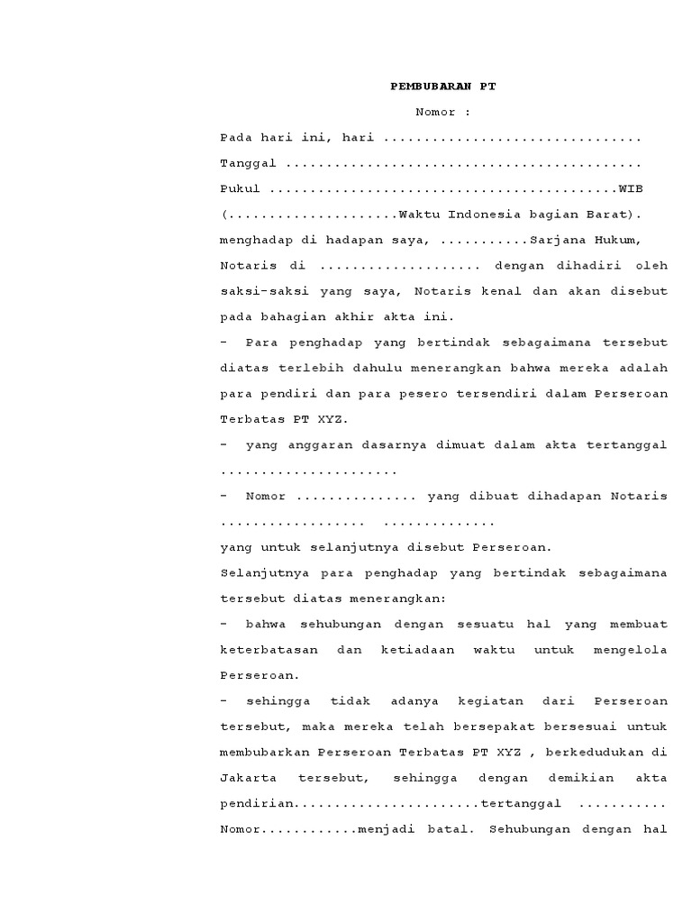 Draft Pembubaran PT | PDF