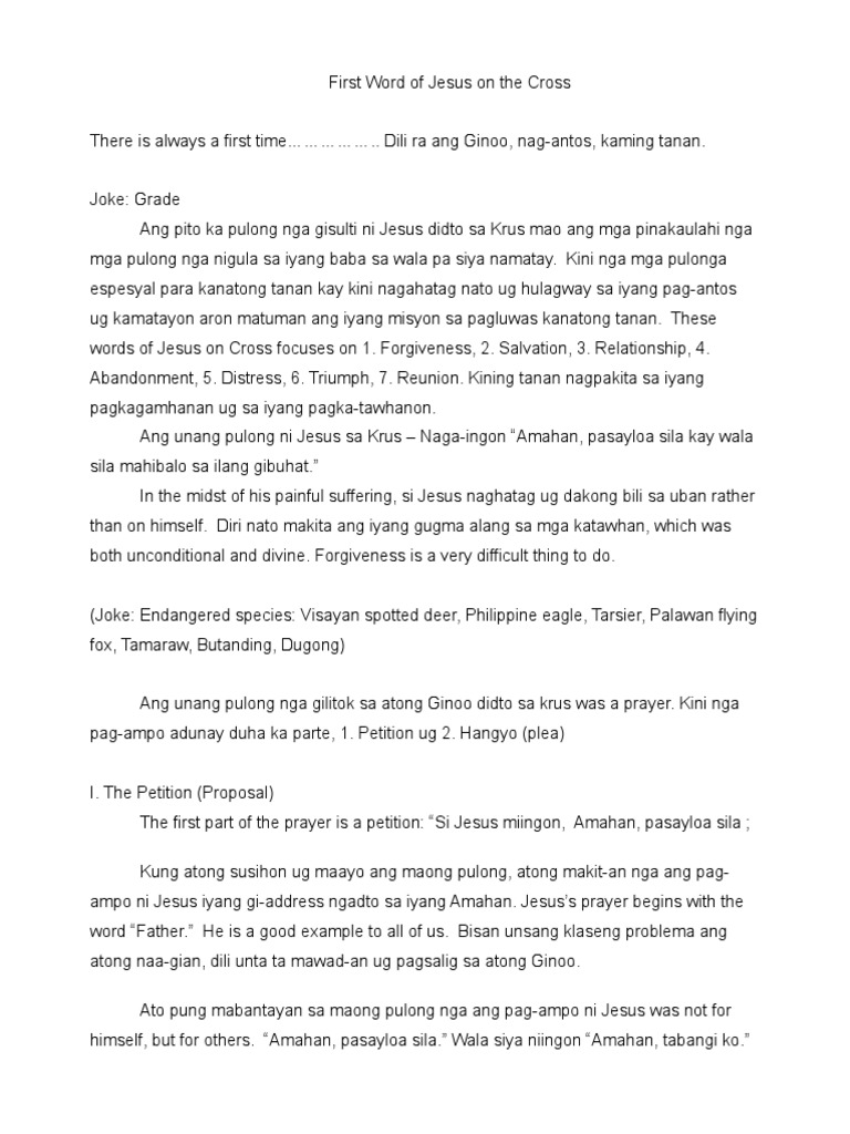 !ST Word of Jesus On The Cross | PDF