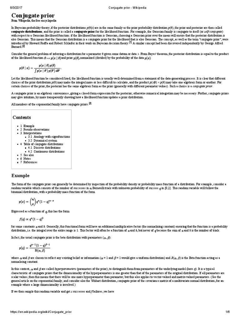 Conjugate Prior - Wikipedia | PDF | Normal Distribution | Measure Theory