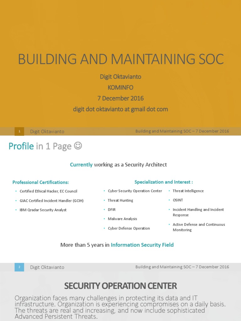 Building and Maintaining SOC | PDF | Threat (Computer) | Computer Security