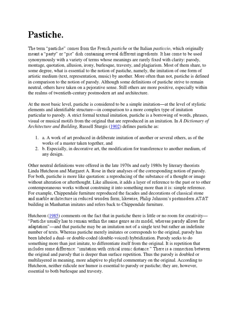Pastiche | PDF | Parody | Postmodernism