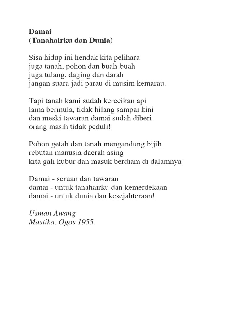 Sajak Kemerdekaan Usman Awang - DarrylknoeFischer