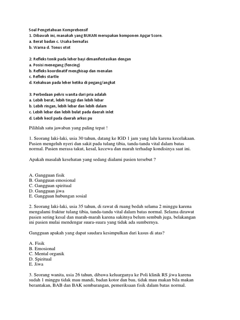 Soal Pengetahuan Komprehensif | PDF