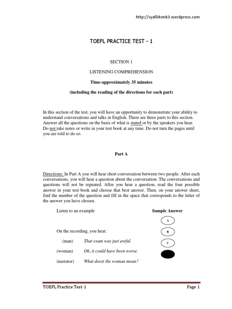 TOEFL Practice 1 Paper Based Test | PDF | Valley | Test (Assessment)