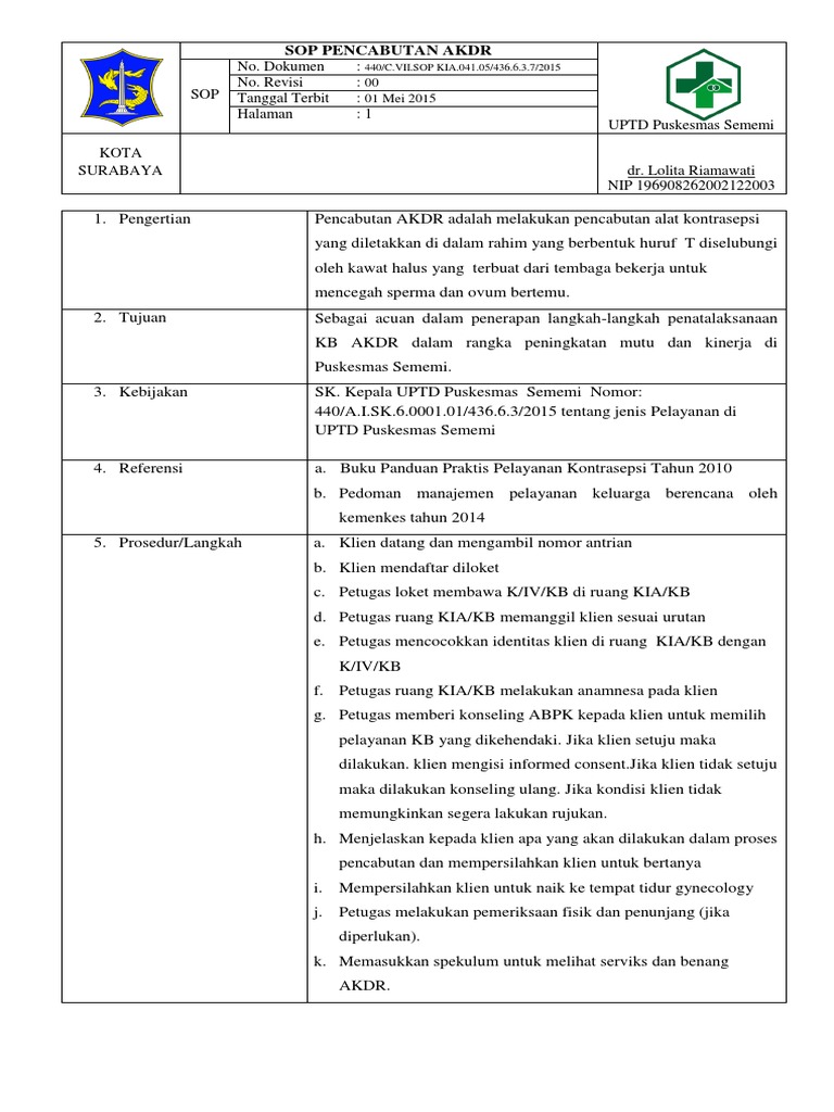 Standard Operating Procedure for IUD Removal | PDF