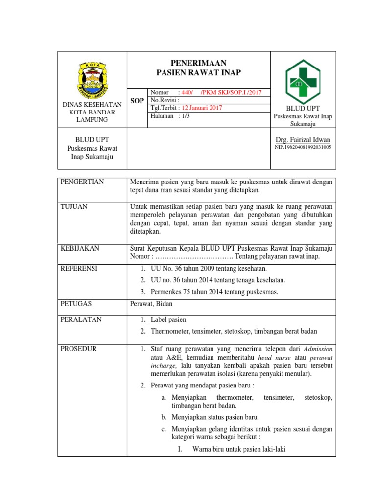 Sop Pasien Rawat Inap | PDF