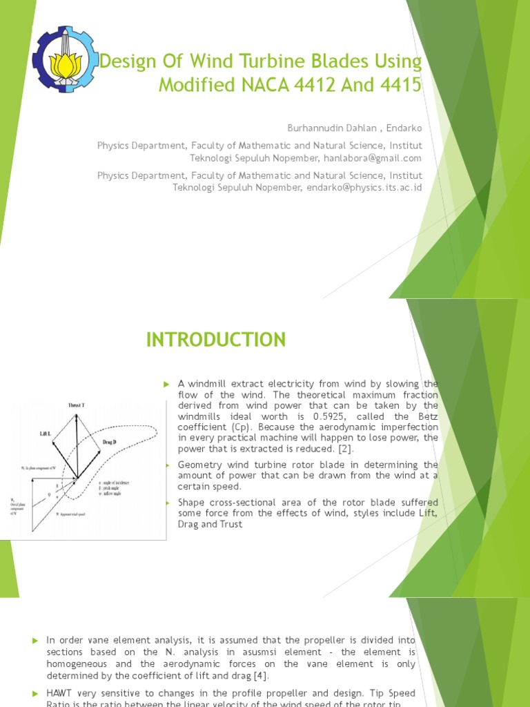 Design Of Wind Turbine Blades Using Modified NACA.pptx | Turbine | Lift ...