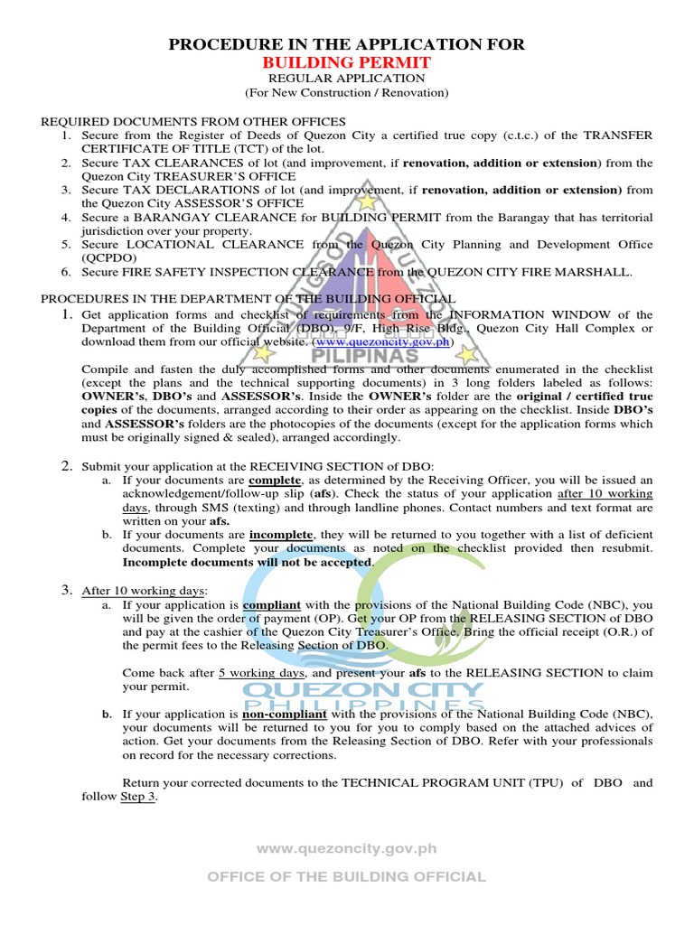 Procedure For Bldg. Permit Regular | PDF | Government | Government ...