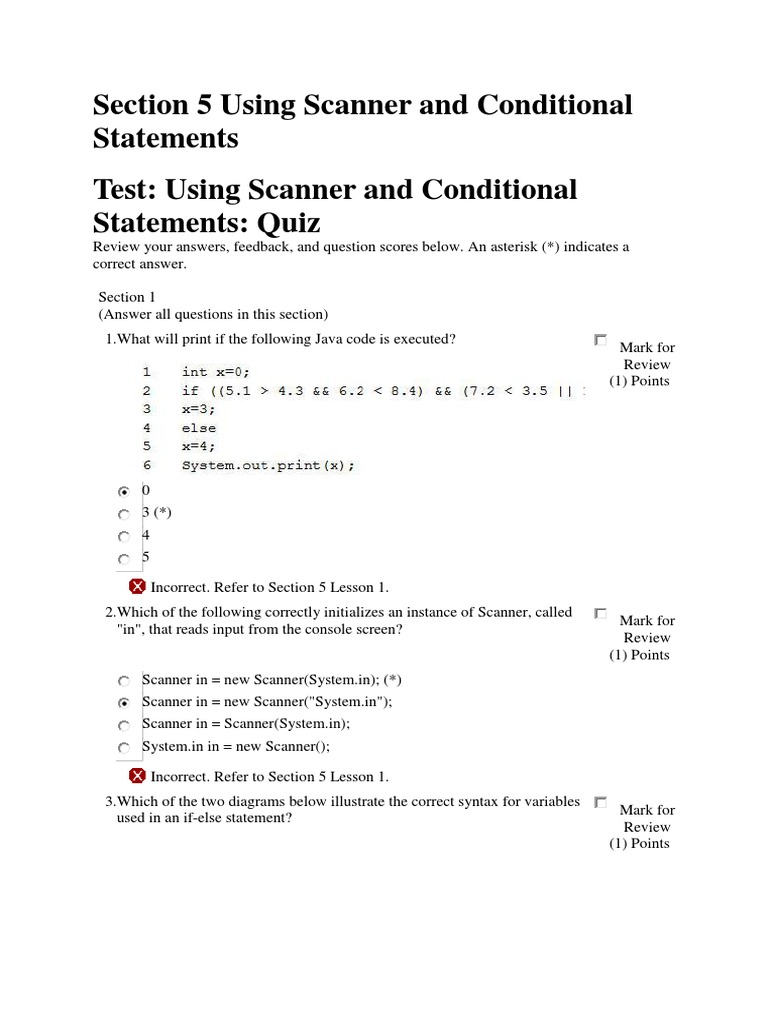 Section 6 Using Scanner and Conditional Statements | PDF | Control Flow | Computer Programming