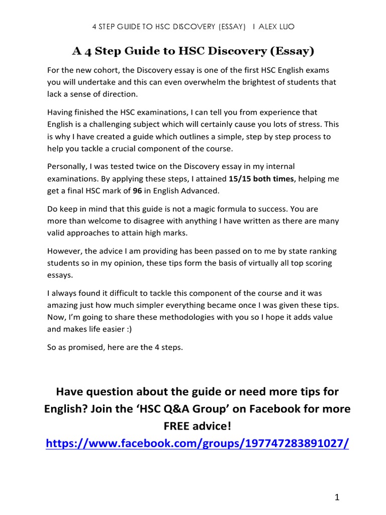 4 Step Guide To The Discovery Essay | PDF | Test (Assessment) | Essays