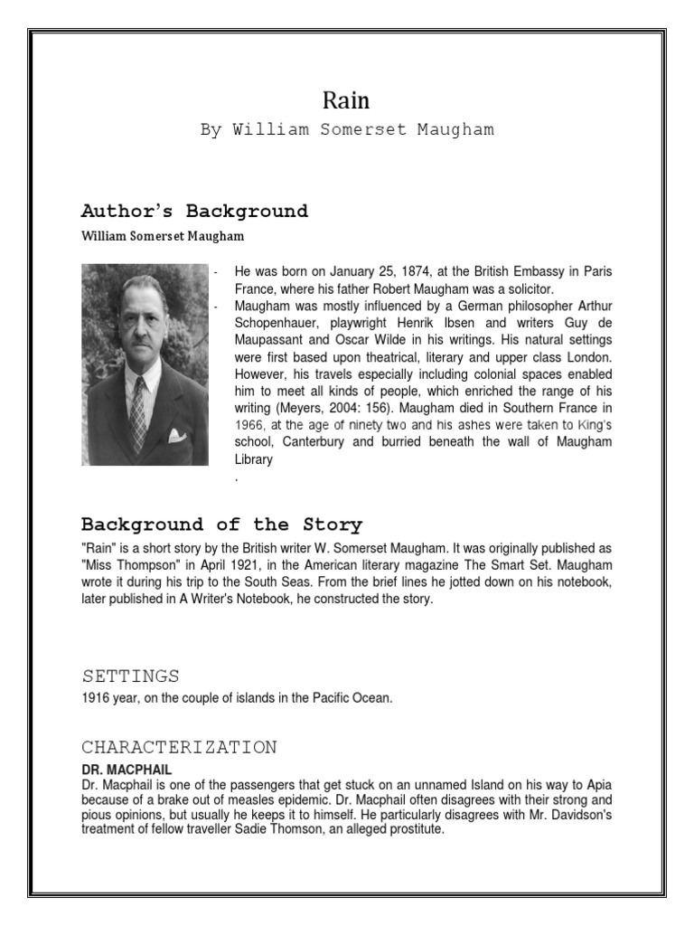 RAIN Analysis | PDF | W. Somerset Maugham